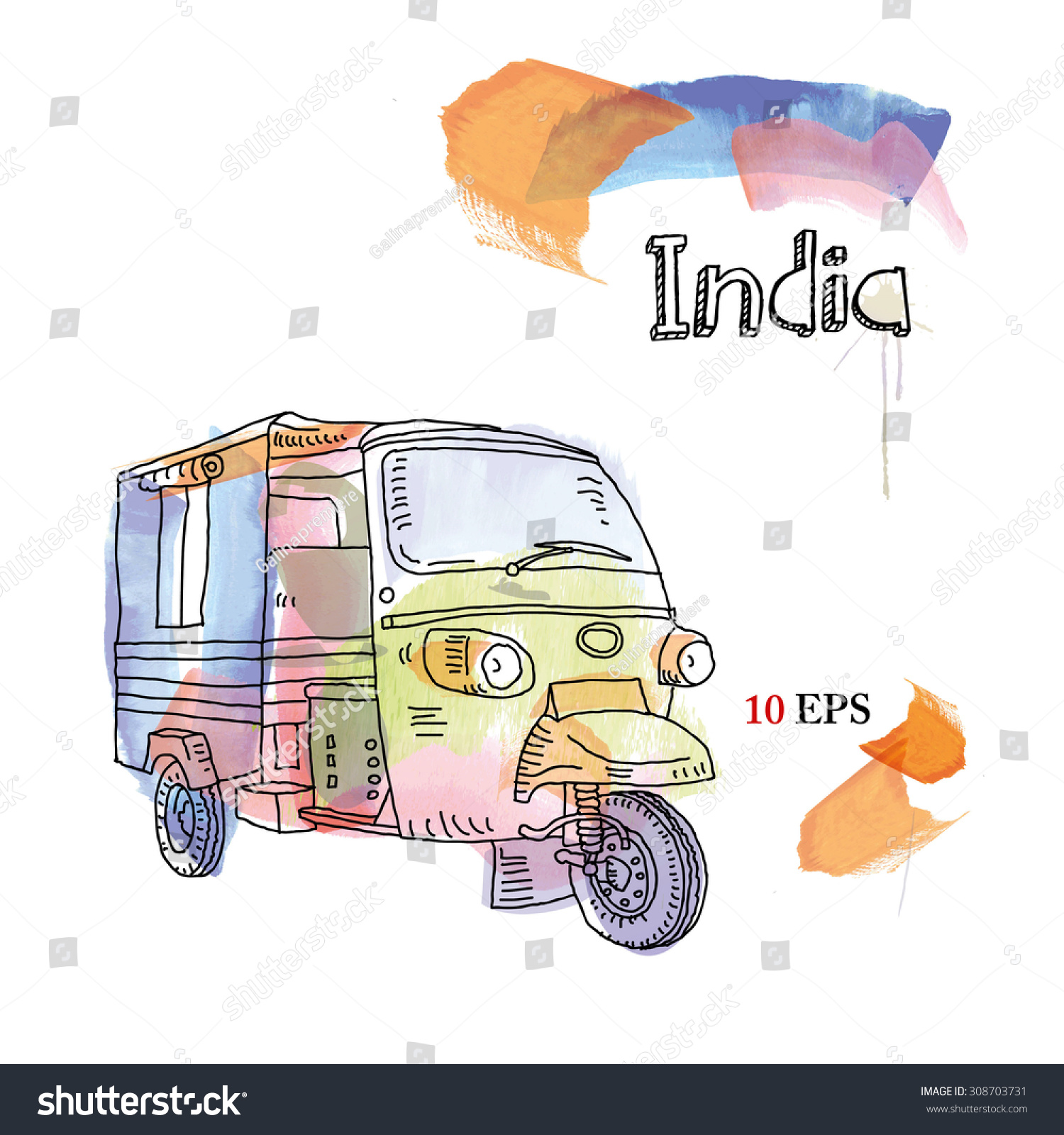 India Rickshaw Stock Vector (Royalty Free) 308703731 | Shutterstock