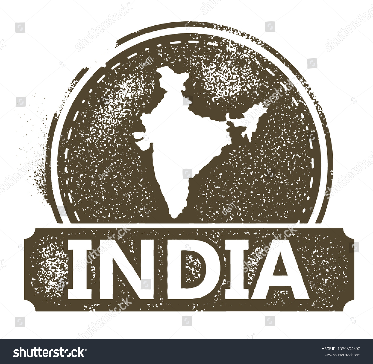 India Rubber Stamp Stock Vector (Royalty Free) 1089804890