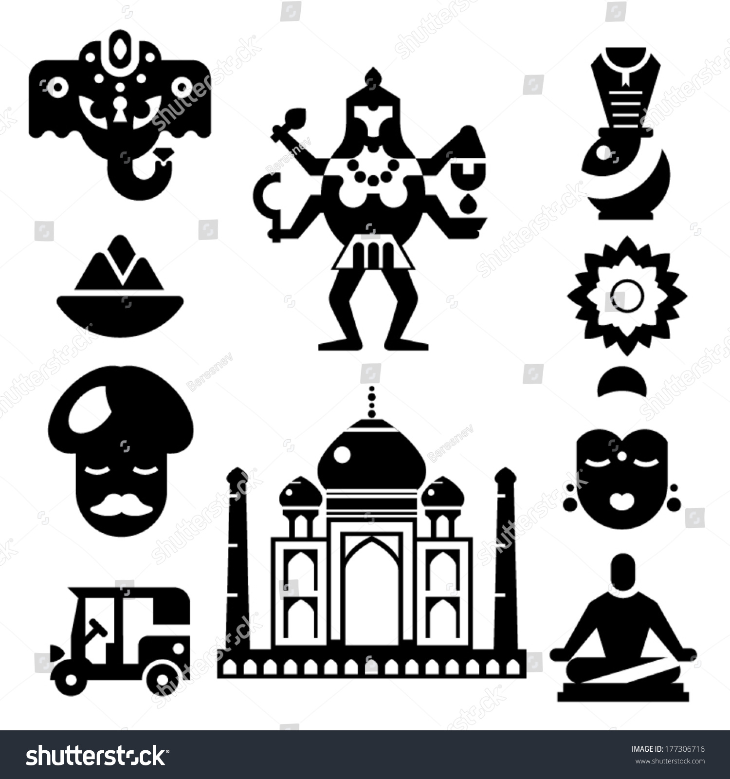 Indian Black Icon Set: vector de stock (libre de regalías) 177306716 ...