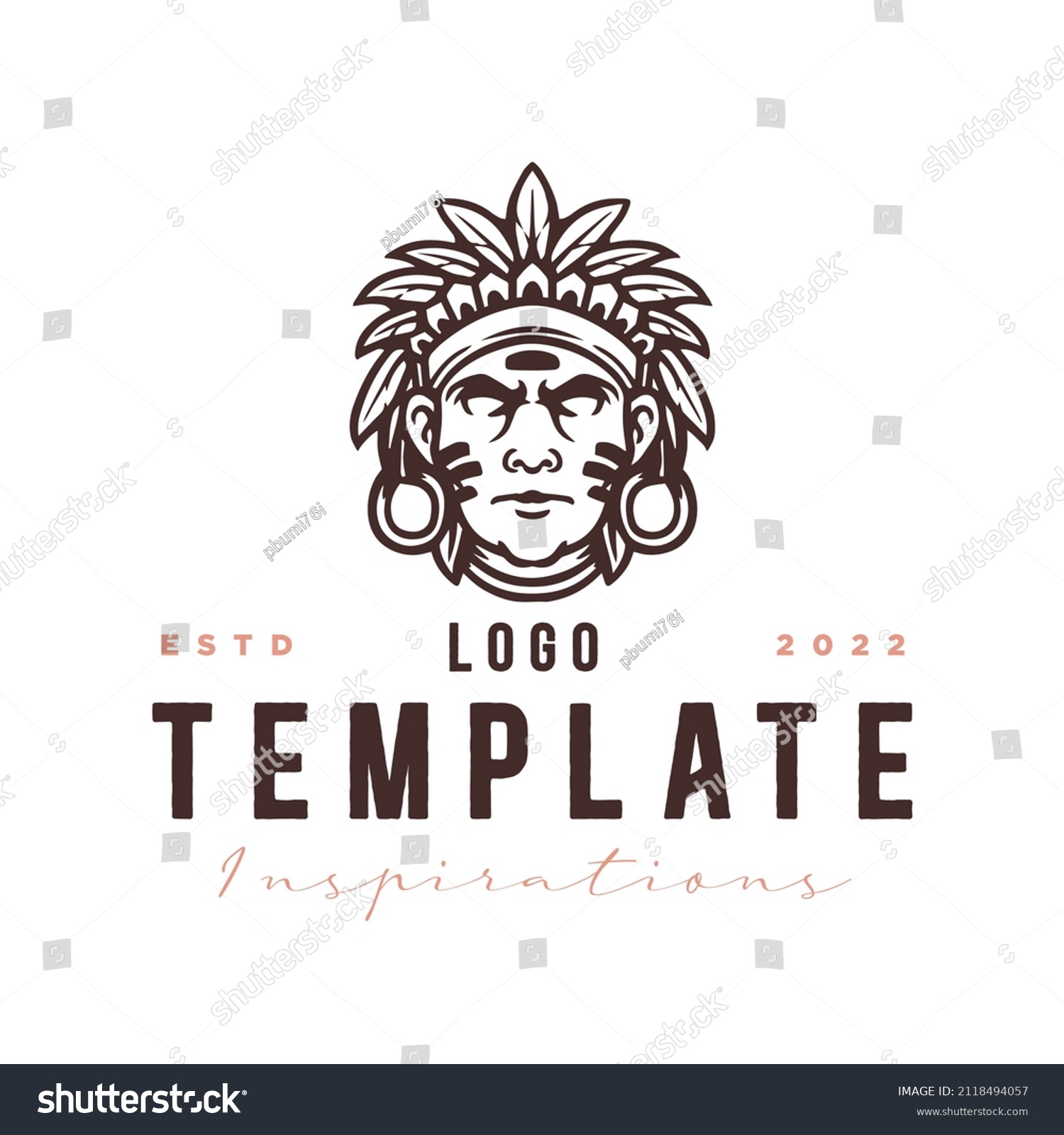 Indian Chief Head Vector Isolated Stock Vector (Royalty Free) 2118494057