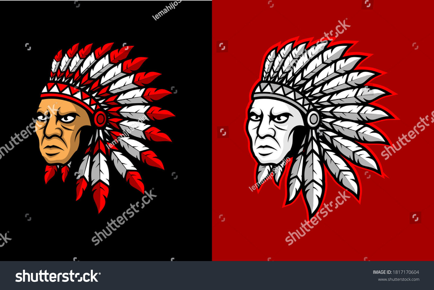 Indian Chief Head Vector Logo Stock Vector (Royalty Free) 1817170604