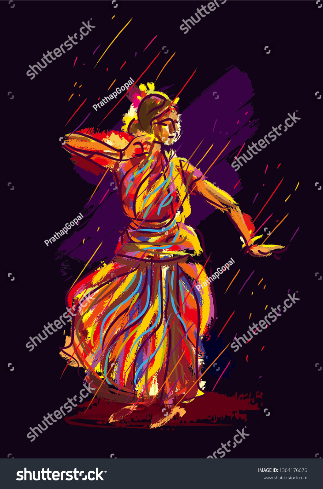 Indian Classical Dance Illustrated Art Stock Vector (Royalty Free ...