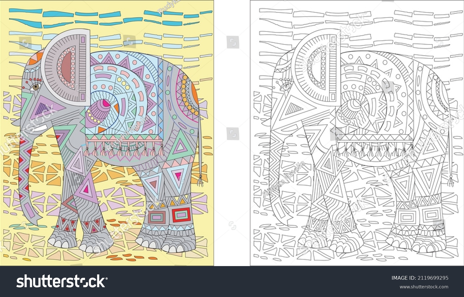 Indian Elephant Coloring Vector Illustration Stock Vector (Royalty Free ...