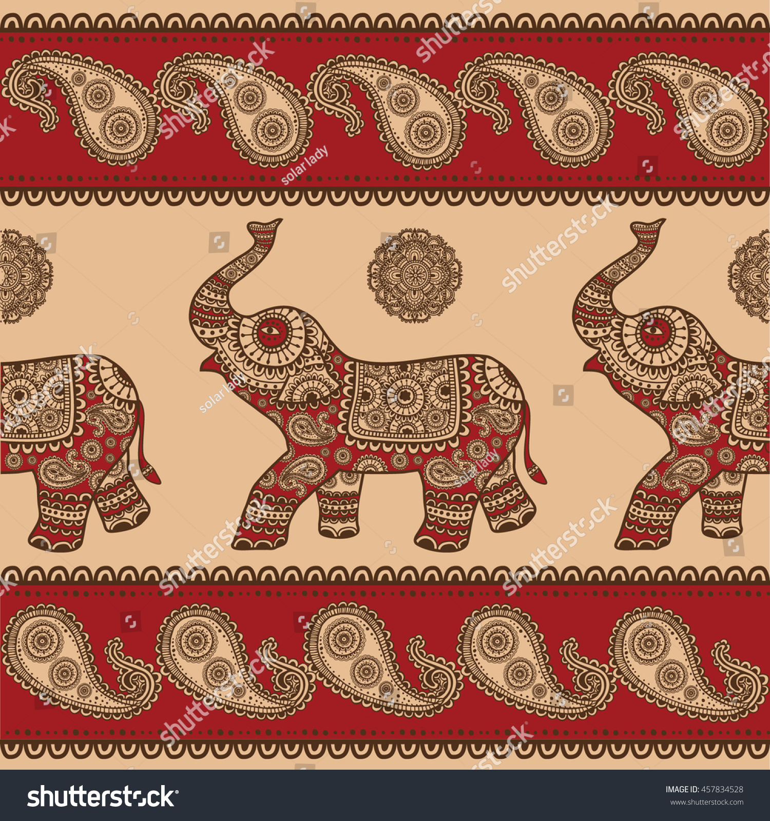 Indian Elephants Seamless Pattern Vector Illustration Stock Vector ...