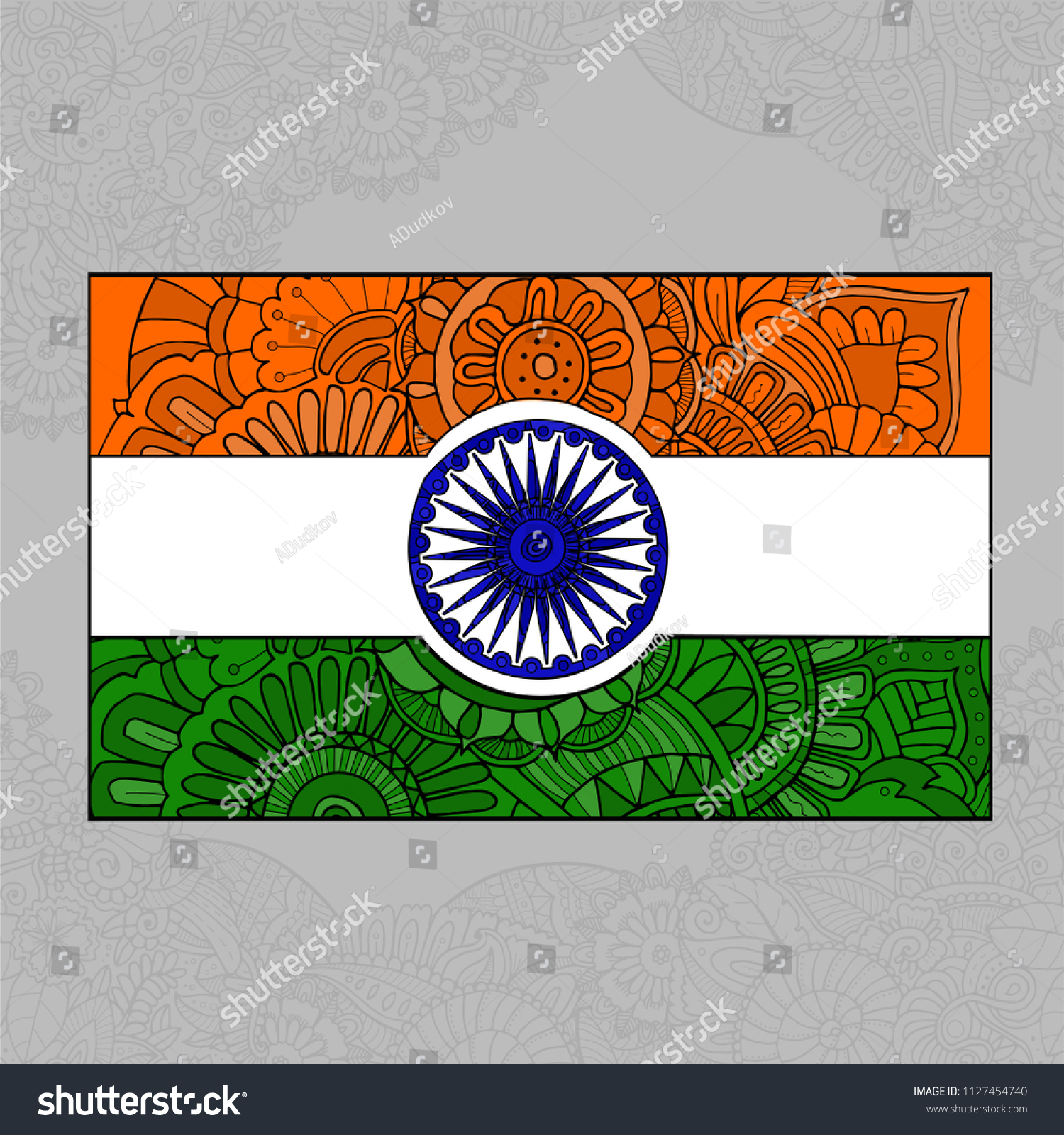 Indian Flag Colored Stylized Zentangle Abstract Stock Vector (Royalty ...