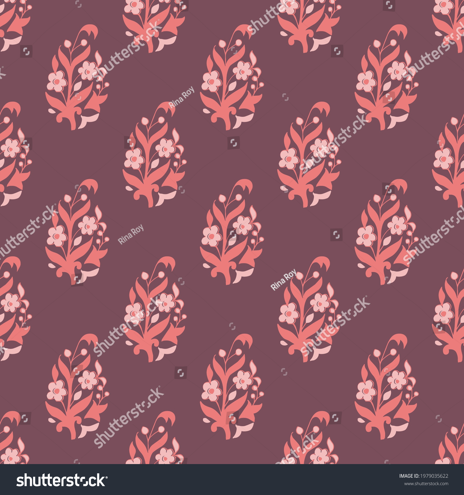 Indian Floral Vector Seamless Pattern Design Stock Vector (Royalty Free ...