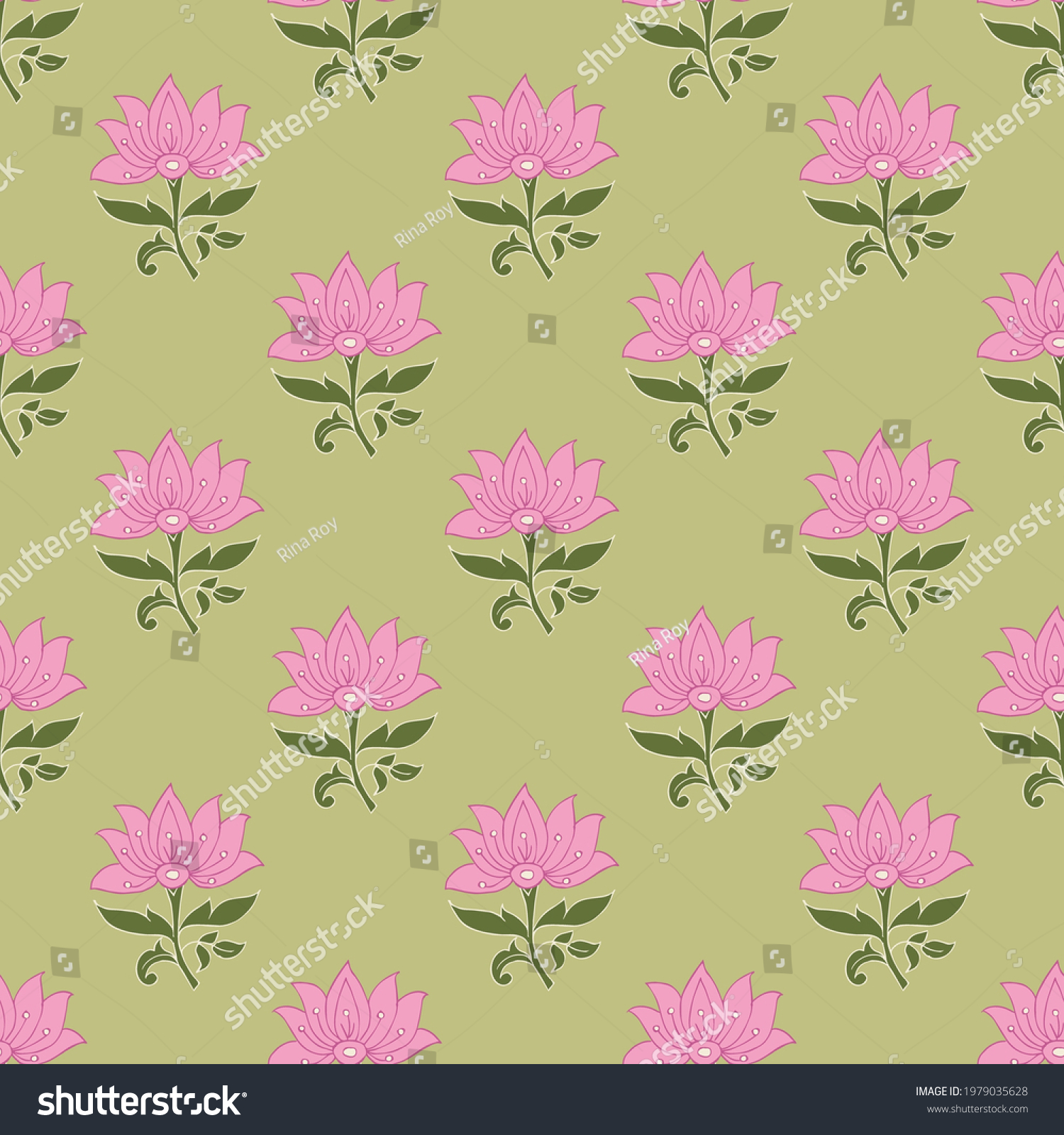 Indian Floral Vector Seamless Pattern Design Stock Vector (Royalty Free ...
