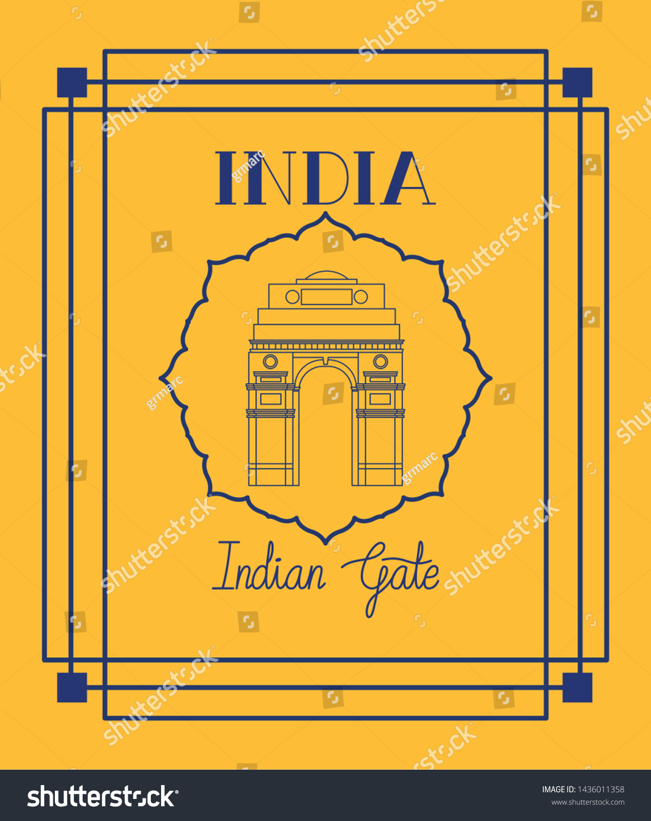 Indian Gate Temple Frame Background Stock Vector (Royalty Free) 1436011358