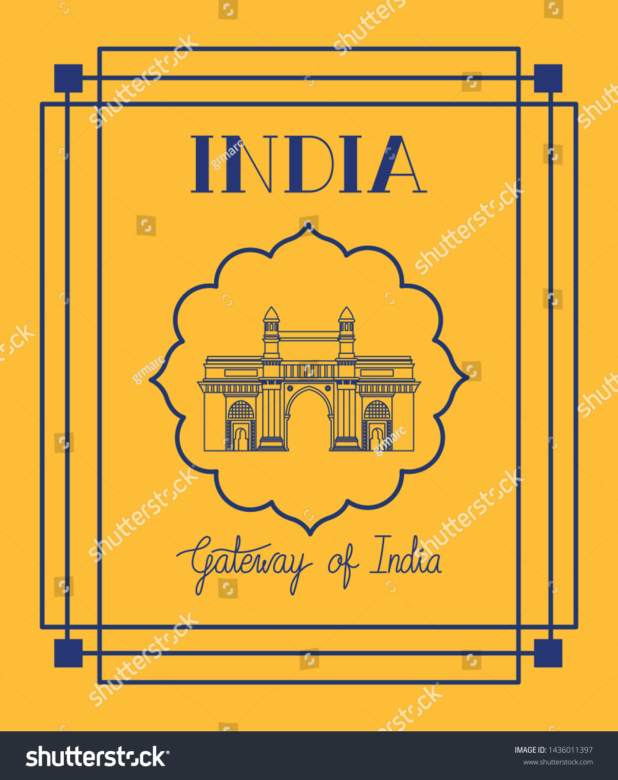 Indian Gate Temple Frame Background Stock Vector (Royalty Free) 1436011397