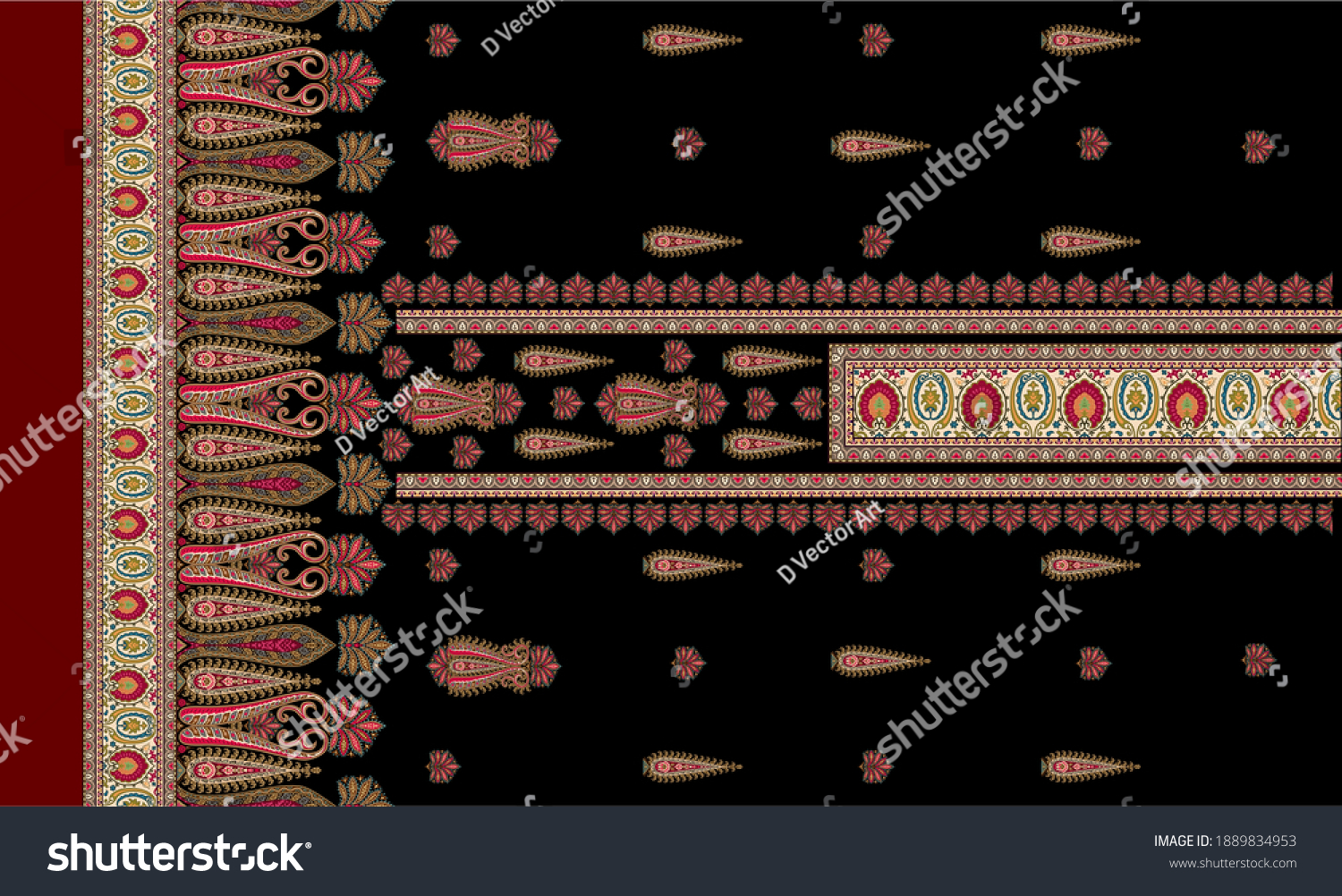 Indian Kurti Front Side Border Panel Stock Vector (Royalty Free) 1889834953