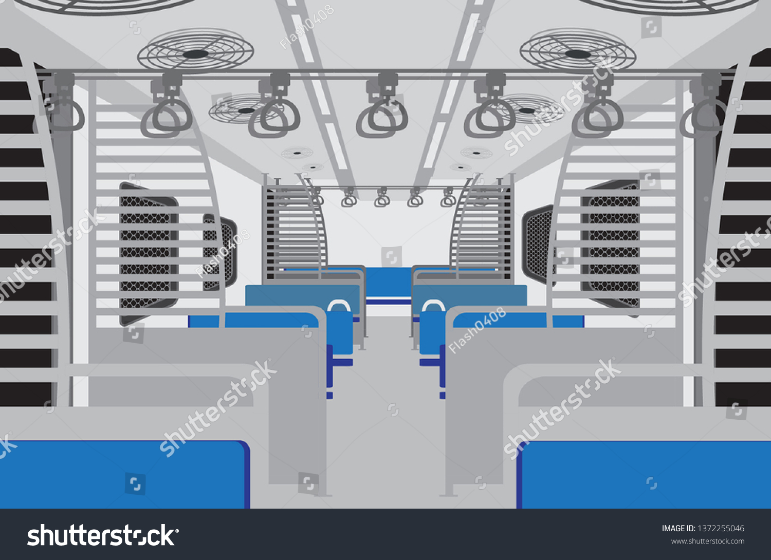 Indian Local Train Coach Interior Stock Vector (Royalty Free) 1372255046