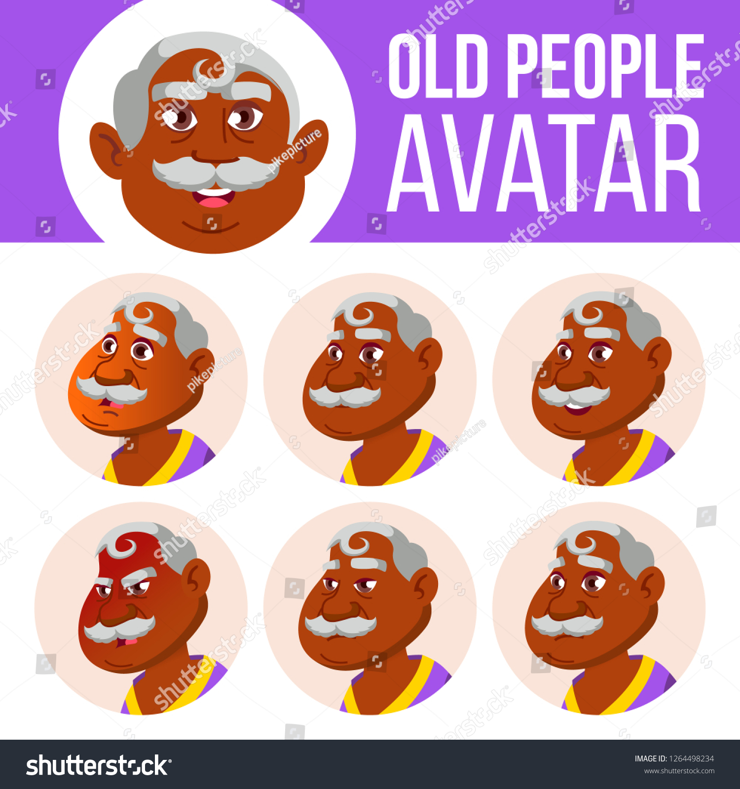 Indian Old Man Avatar Set Vector: vector de stock (libre de regalías ... Indian Old Man Avatar Set Vector: vector de stock (libre de regalías ...