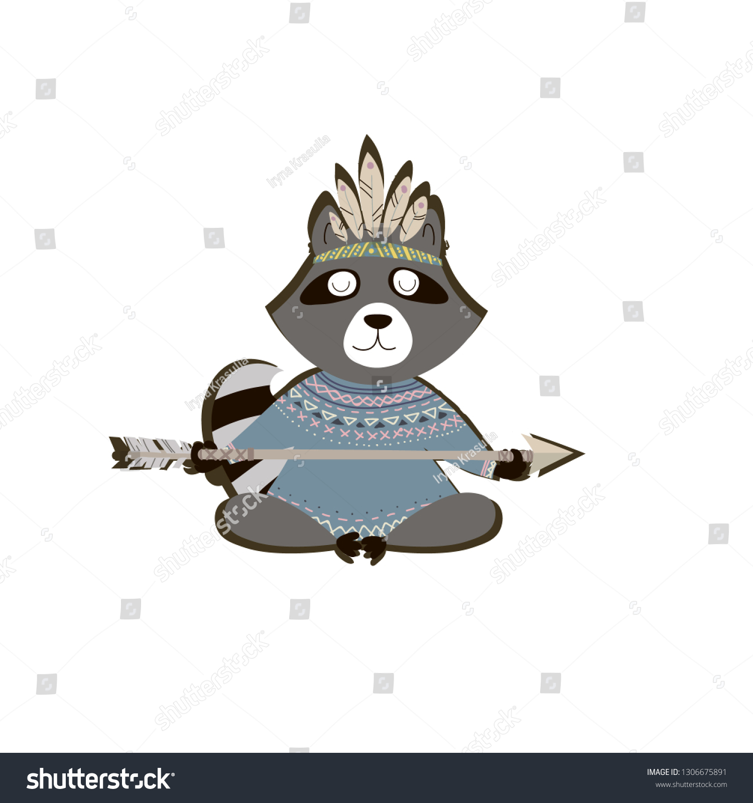 Indian Racoon Vector Illustration Stock Vector (Royalty Free) 1306675891
