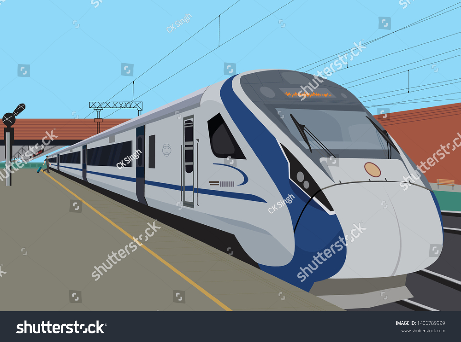 Vektor Stok Kereta Api Peluru Kereta Api India (Tanpa Royalti ...