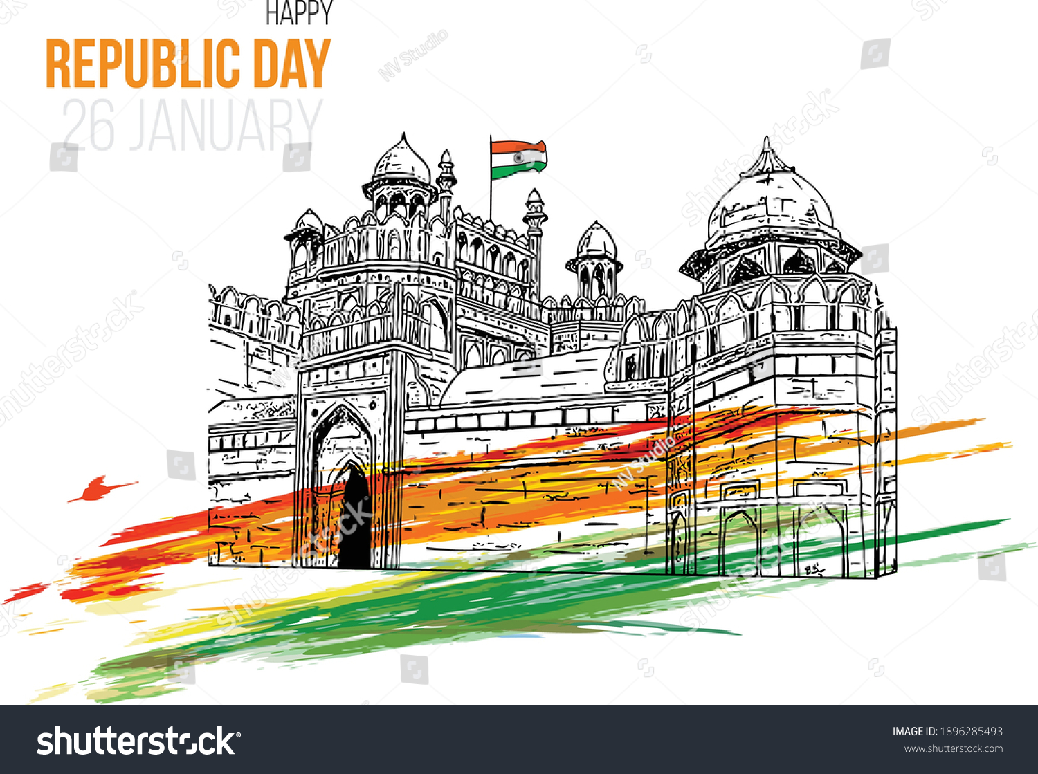 Indian Republic Day Celebration January 26 Stock Vector (Royalty Free ...
