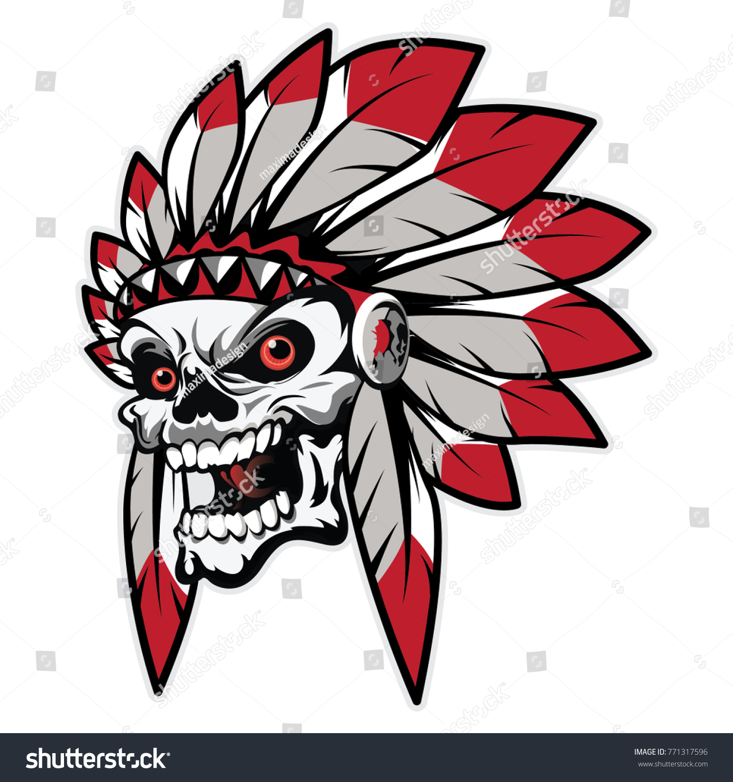 Indian Skull Chief Vector Illustration 库存矢量图（免版税）771317596 | Shutterstock