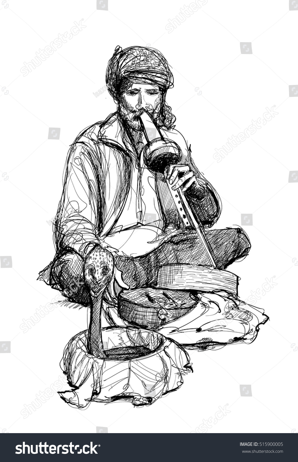 Indian Snake Charmer Vector Illustration Stock Vector (Royalty Free ...