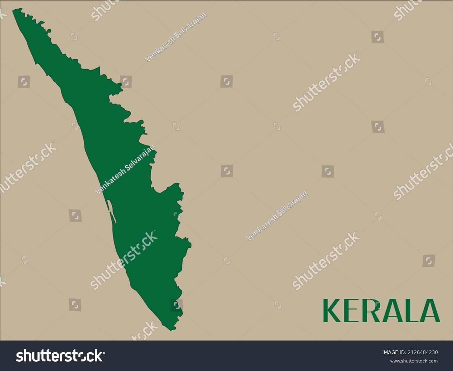 Indian State Kerala Map Vector Kerala Stock Vector (Royalty Free ...