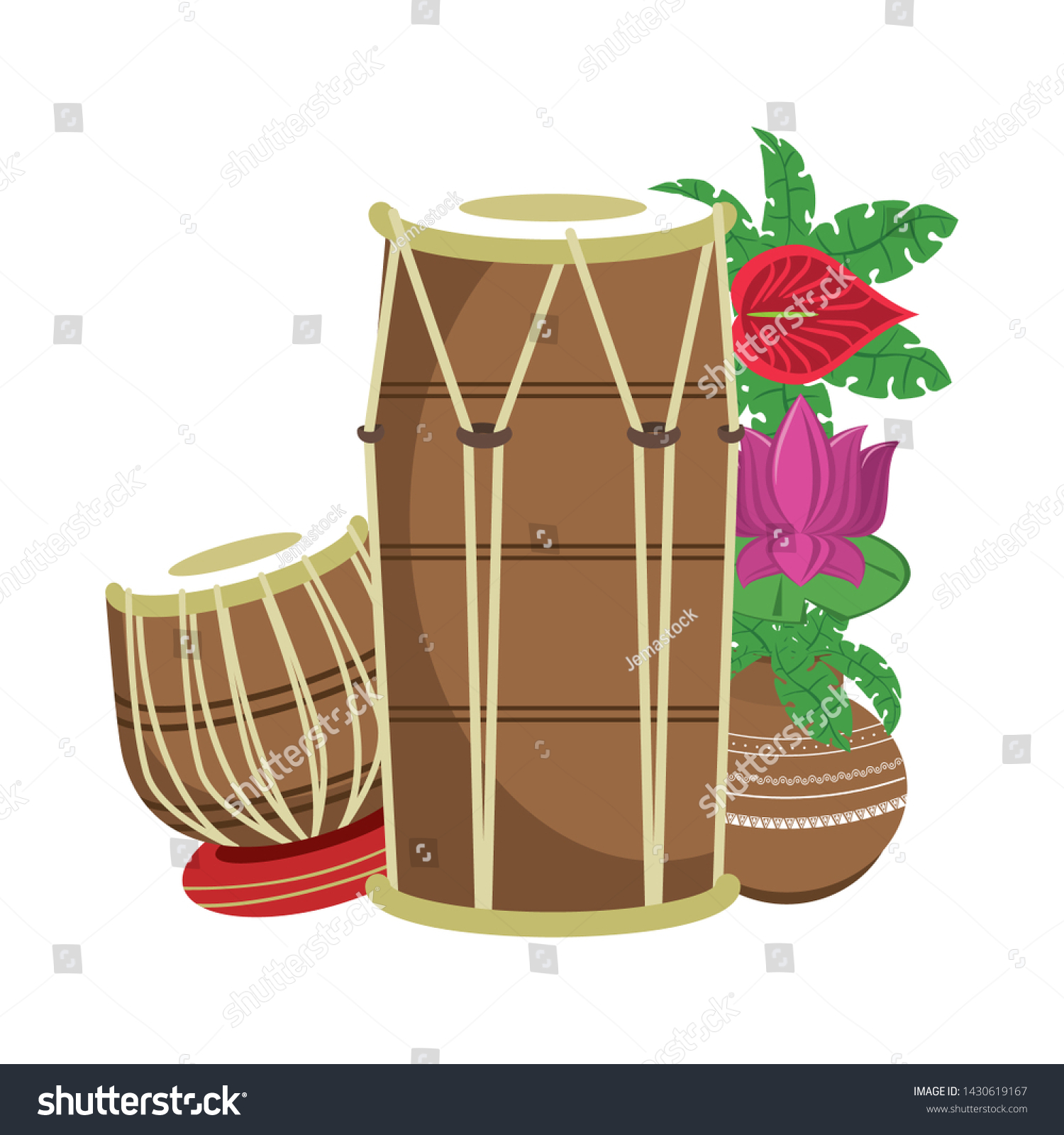Indian Tabla Drums Lotus Flower Vector Stock Vector (Royalty Free ... Indian Tabla Drums Lotus Flower Vector Stock Vector (Royalty Free ...