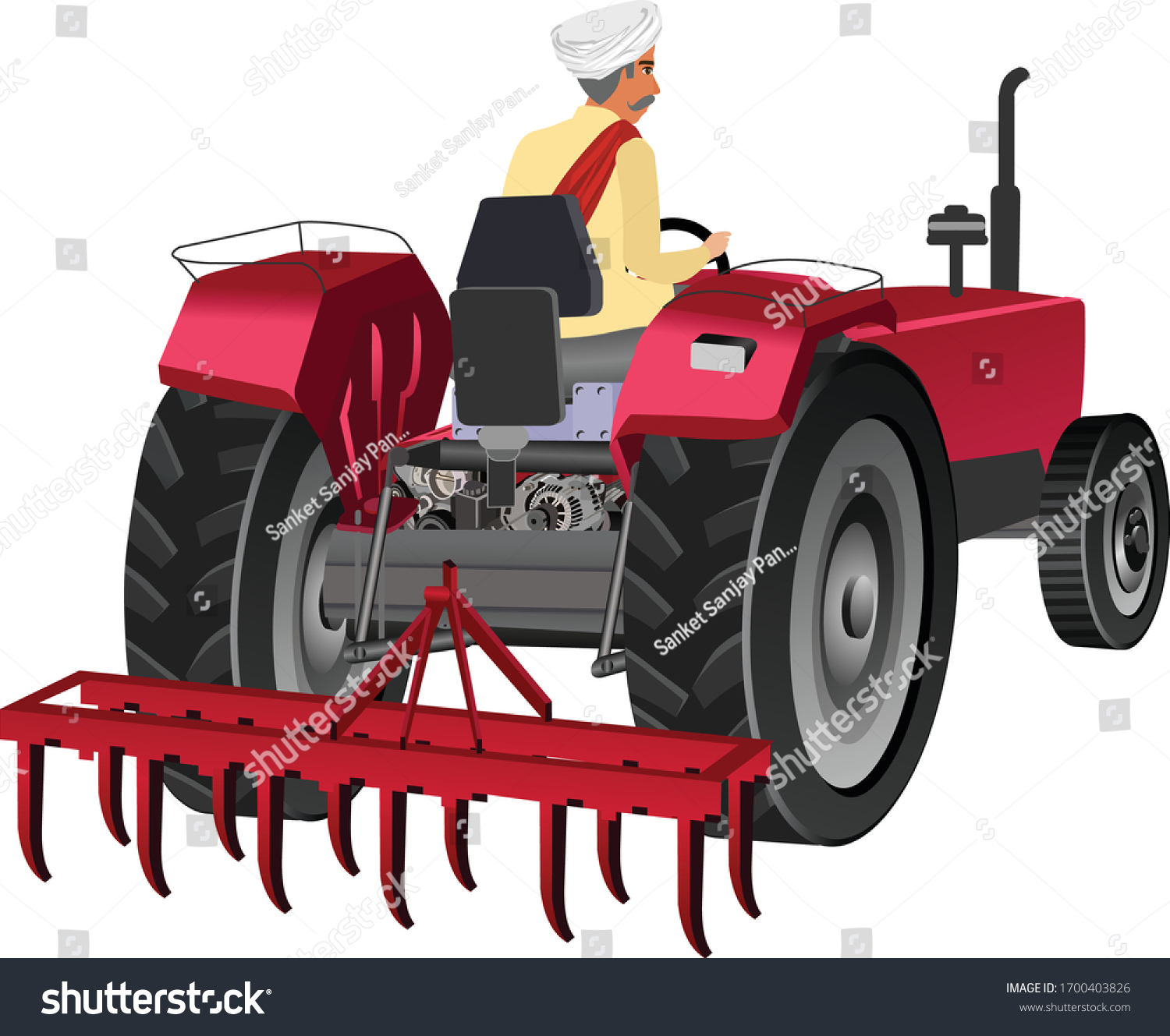 Indian Tractor Back View Farmer: Vector có sẵn (miễn phí bản quyền ...