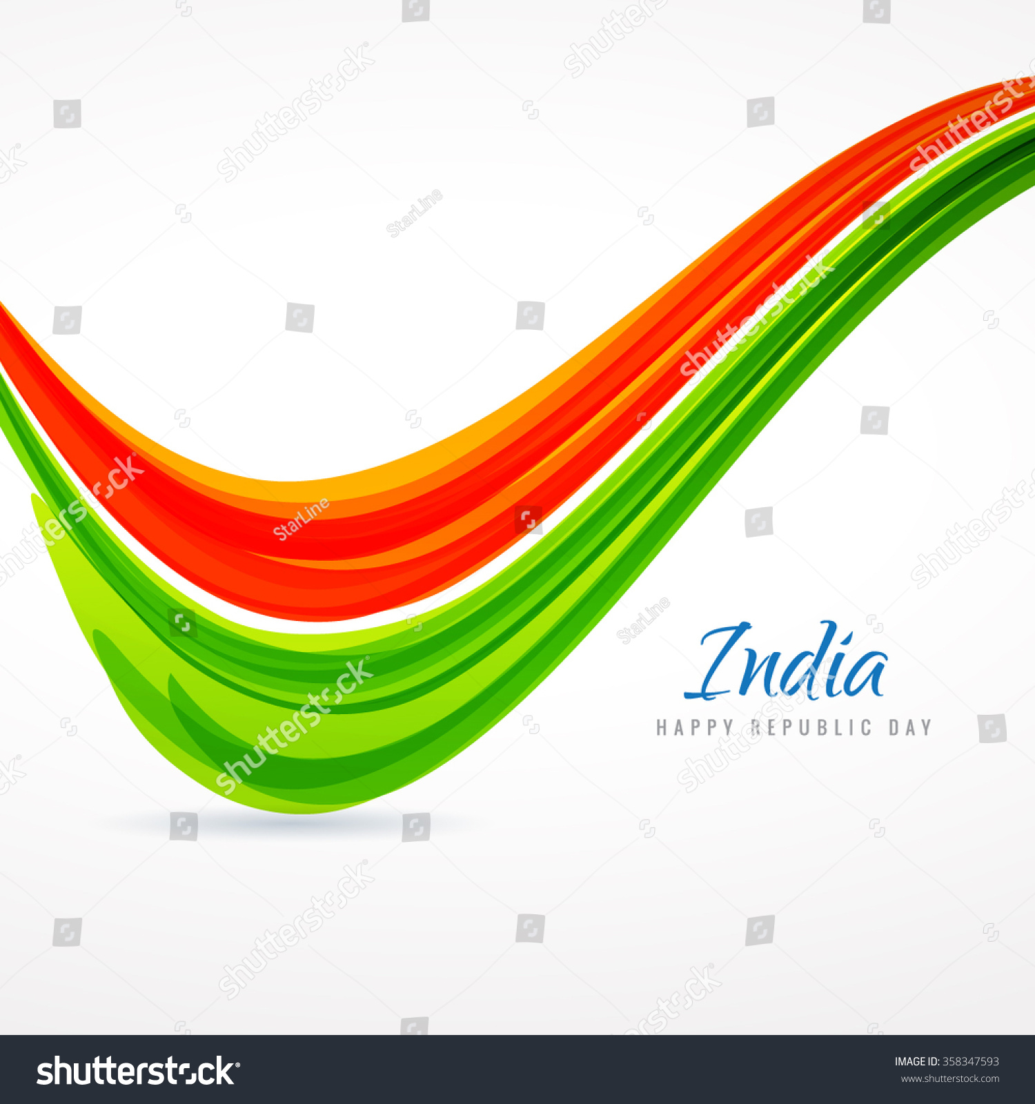 Indian Tricolor Wave Stock Vector (Royalty Free) 358347593