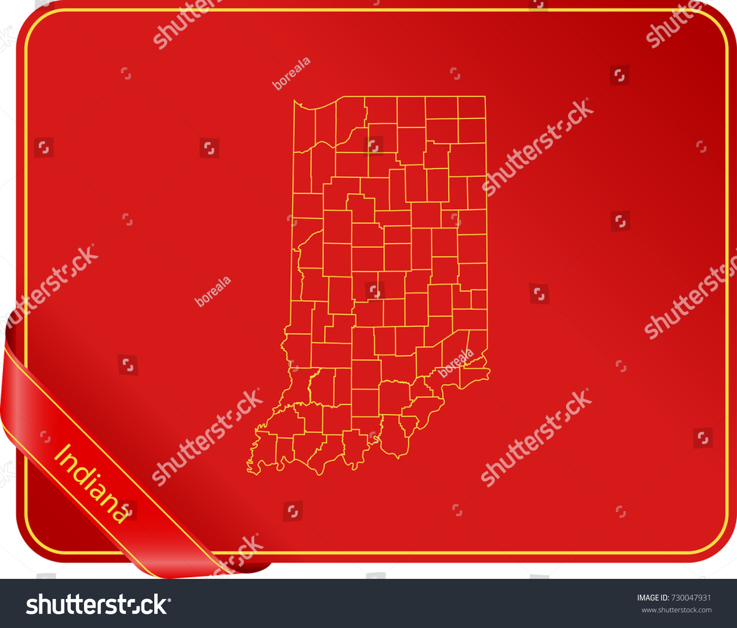 Indiana Map Stock Vector (Royalty Free) 730047931 | Shutterstock