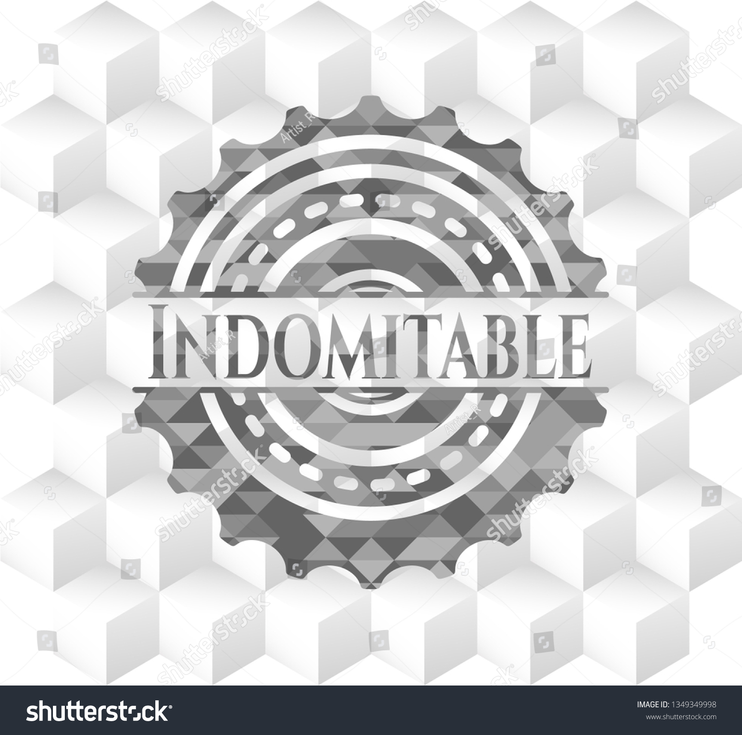 Indomitable Realistic Grey Emblem Cube White Stock Vector (Royalty Free ...