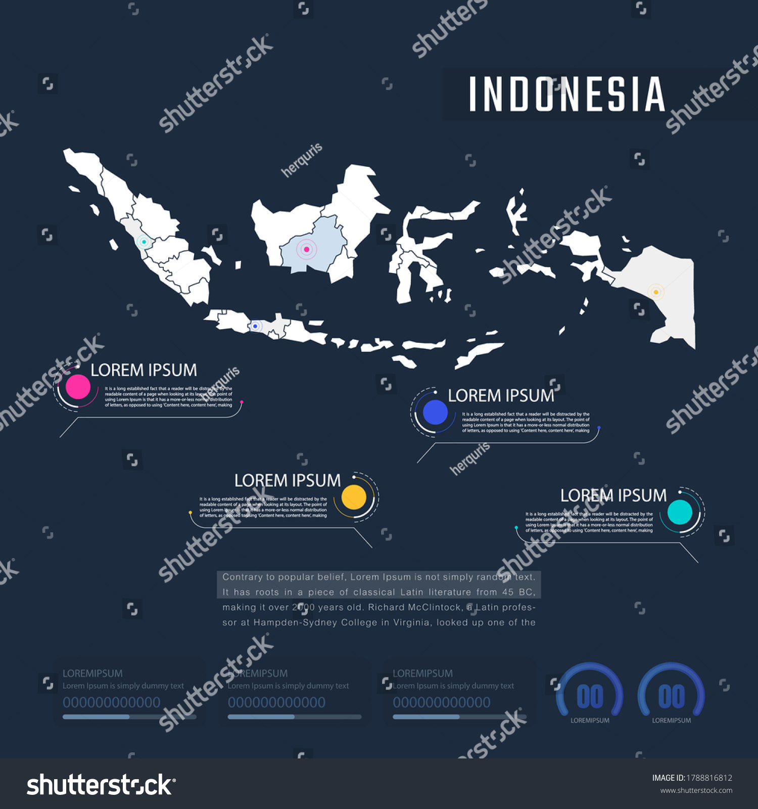 Indonesia Country Map Infographics Vector Pointer Stock Vector (Royalty ...