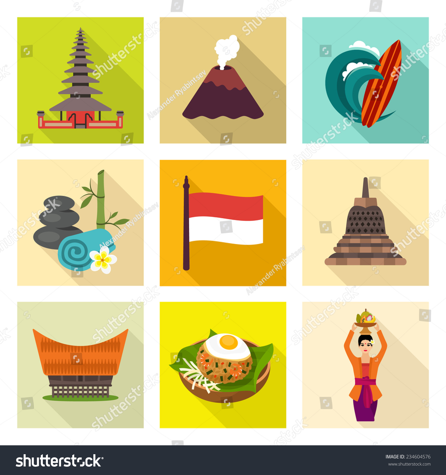Indonesia Icon Set Stock Vector 234604576 - Shutterstock