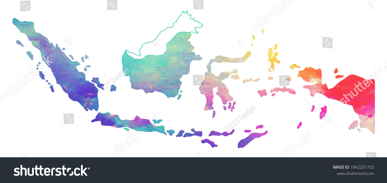 Indonesia Map Colour Vector Image Stock Vector (Royalty Free) 1842251752