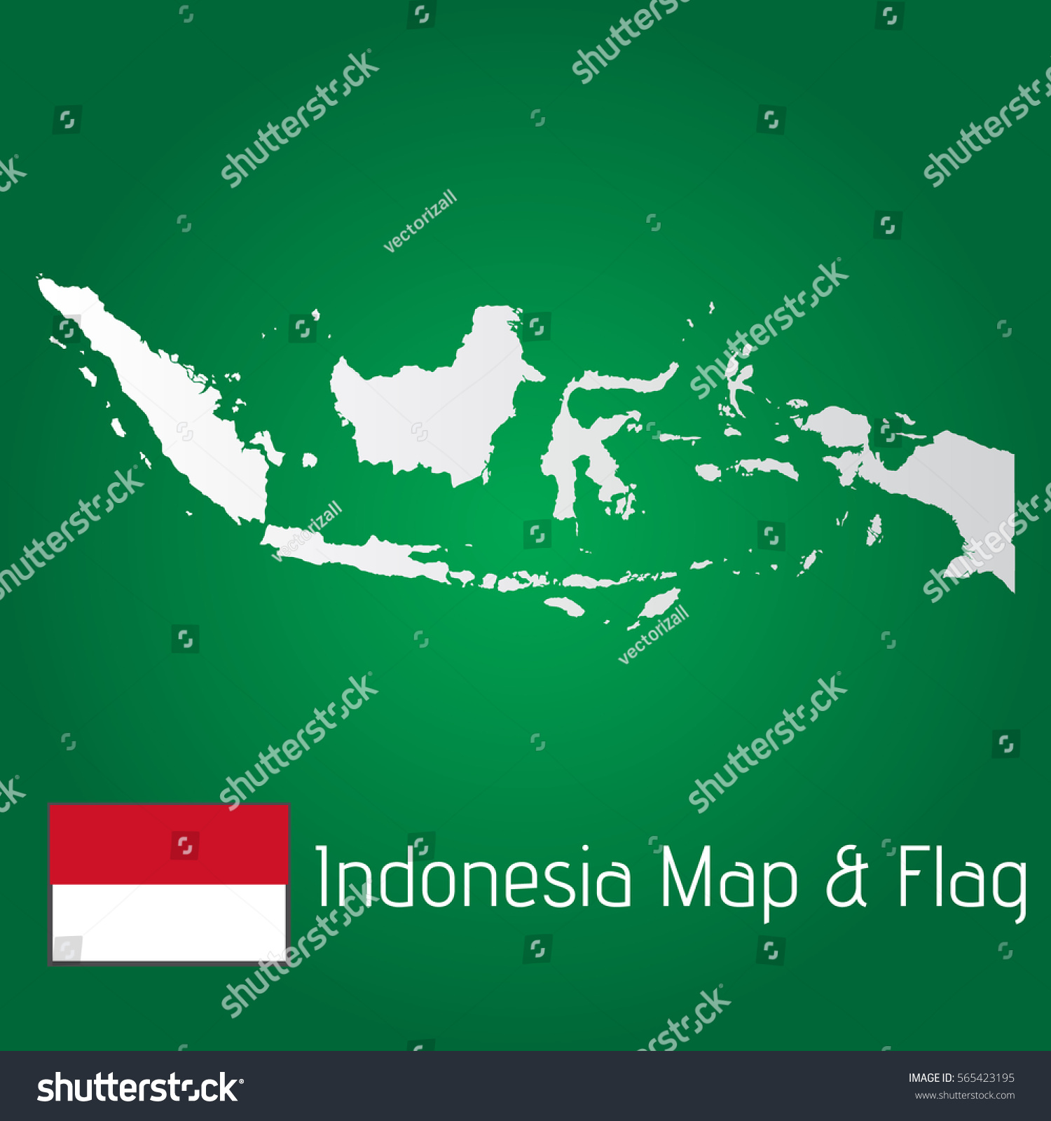 Indonesia Map Flat White Background Green: vector de stock (libre de ...