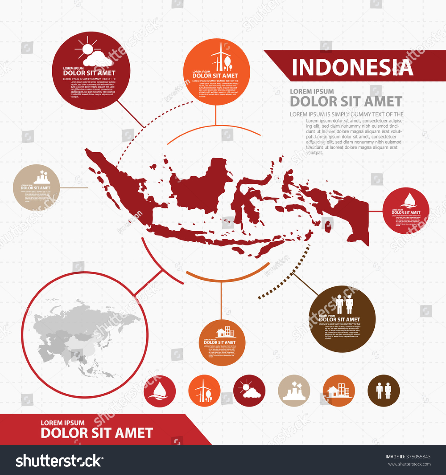 Indonesia Map Infographic Stock Vector (Royalty Free) 375055843 ...