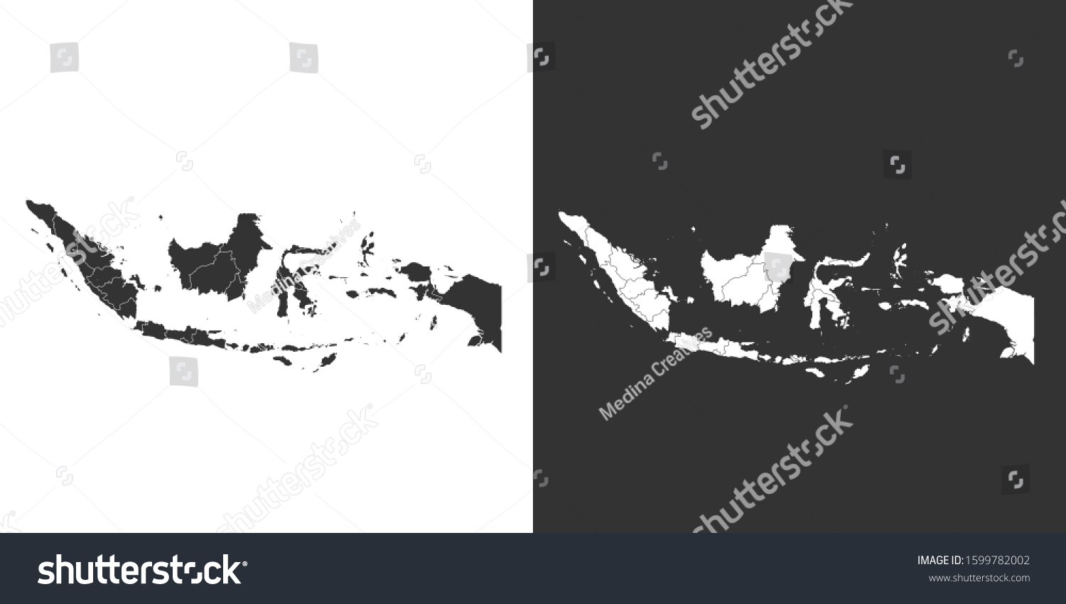 Indonesia Map Black White Vector: vector de stock (libre de regalías ...