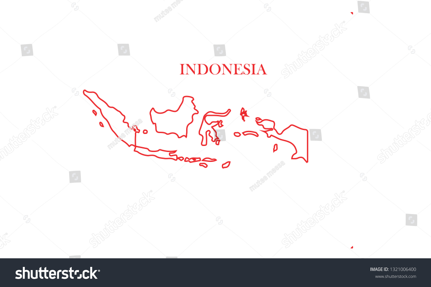 Indonesia Red Line Map Stock Vector (Royalty Free) 1321006400 ...