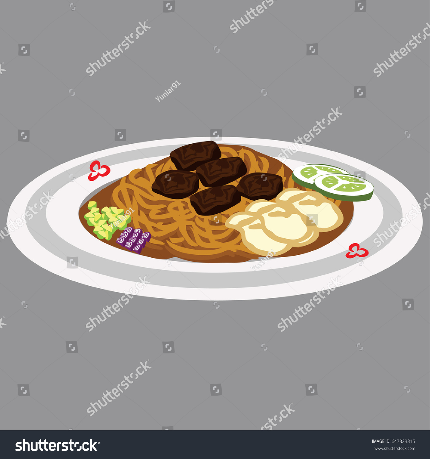 Indonesian Dish Mie Aceh Vector Illustration Stock Vector (Royalty Free ...
