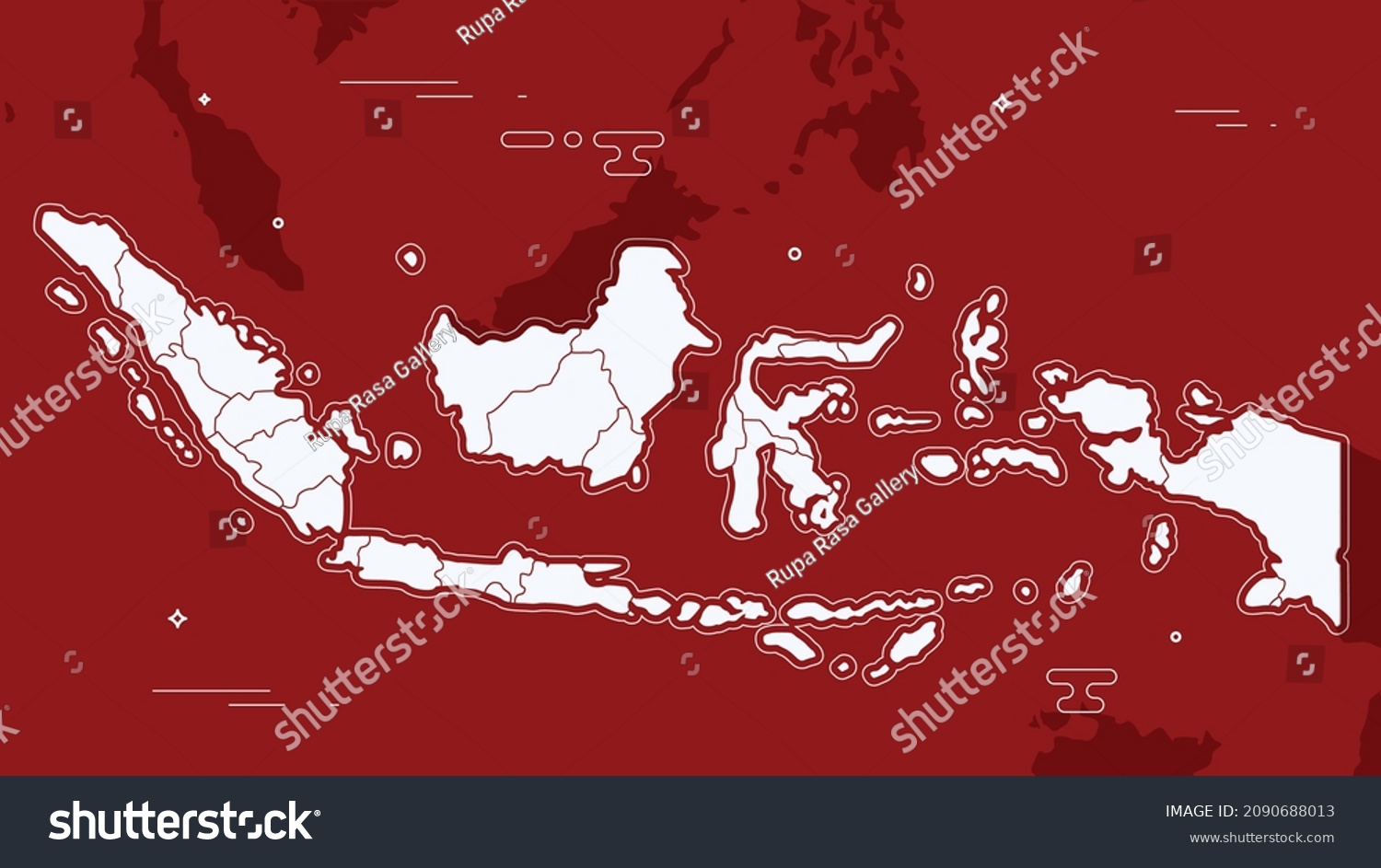 Indonesian Map Red Background Vector Illustration Stock Vector (Royalty ...