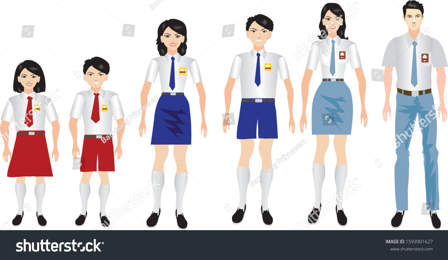 Indonesian School Uniform Set Vector Stock Vector (Royalty Free) 1593901627