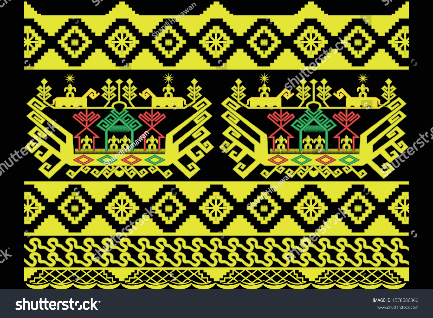 Vektor Stok Indonesian Traditional Batik Patterns Lampung Tapis (Tanpa ...