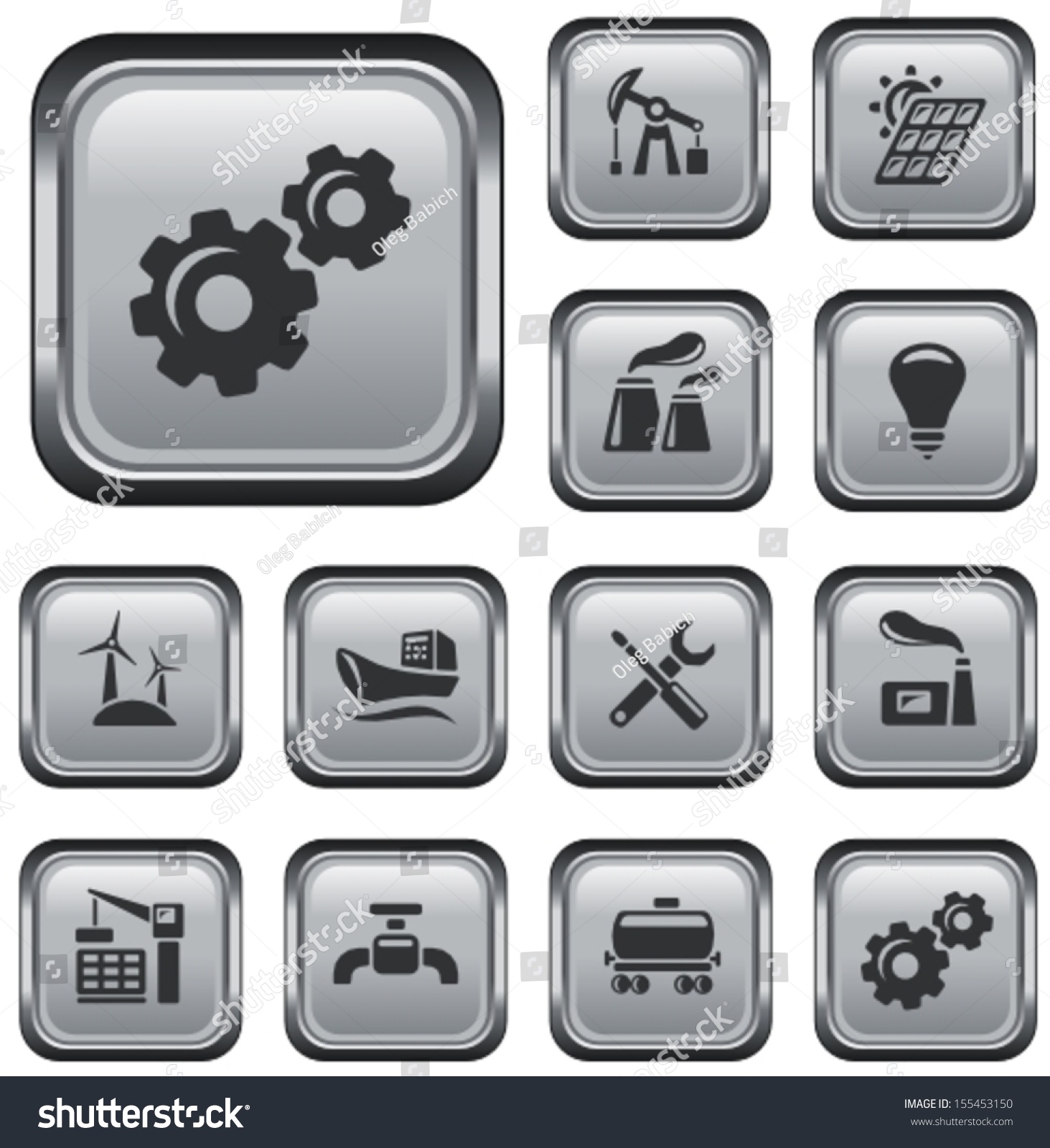 Industrial Button Set Stock Vector (Royalty Free) 155453150