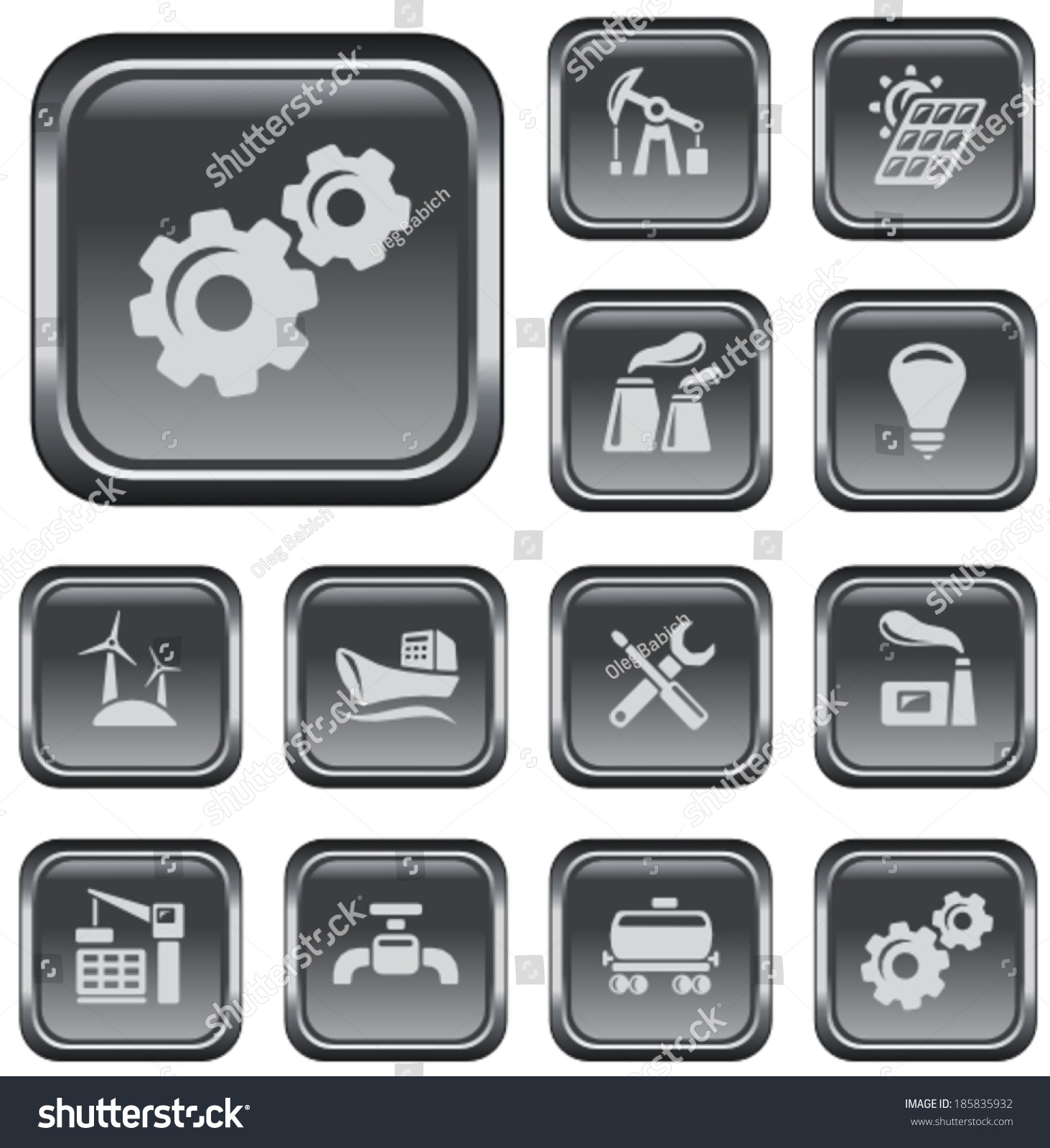 Industrial Button Set Stock Vector (Royalty Free) 185835932