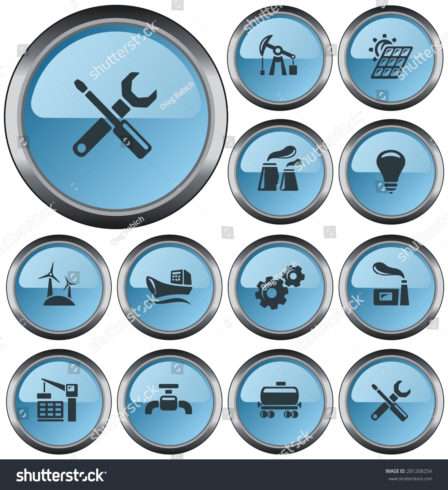 Industrial Button Set Stock Vector (Royalty Free) 281208254