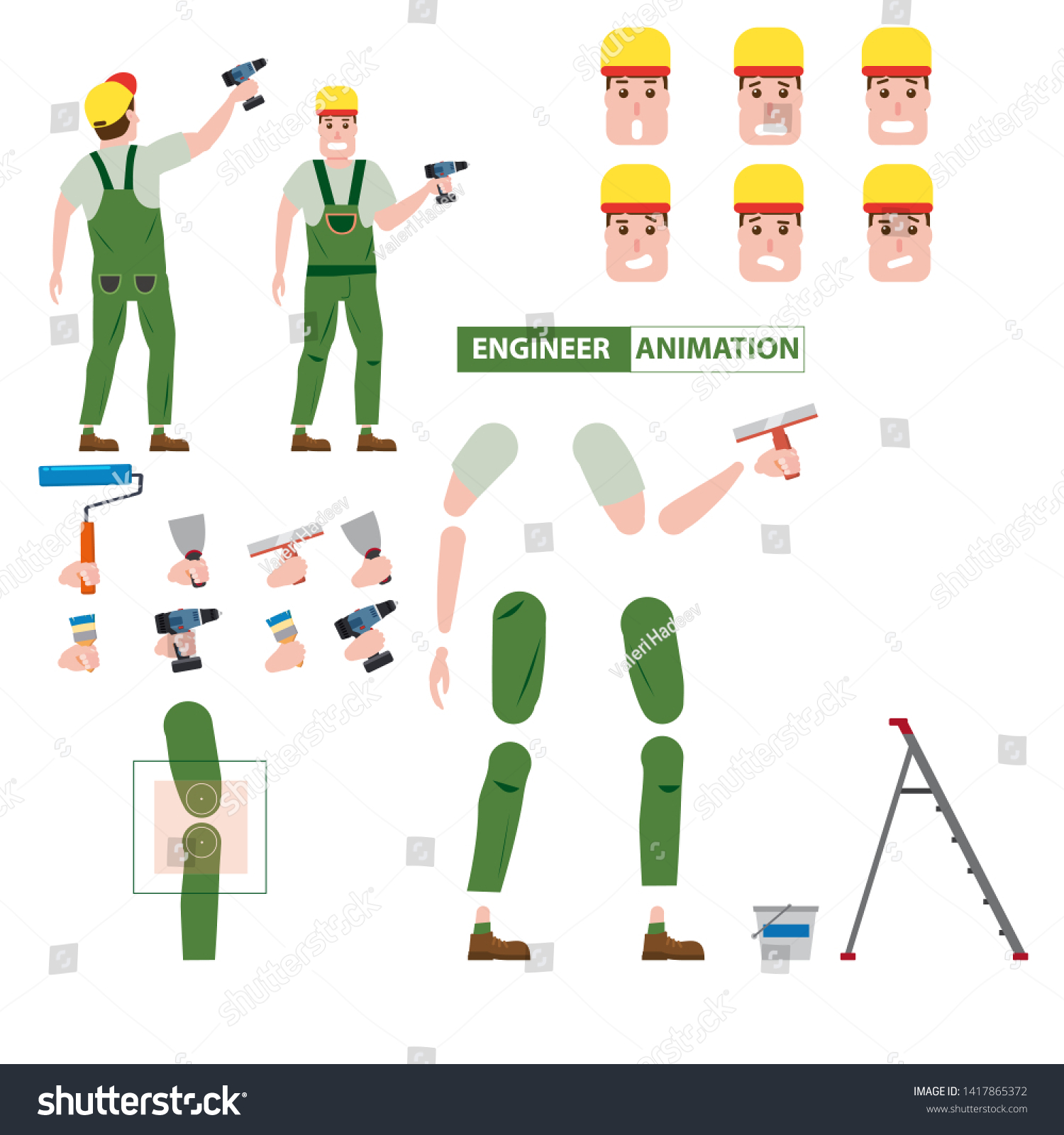 Industrial Construction Worker Assembly Worker Installer 스톡 벡터(로열티 프리 ...