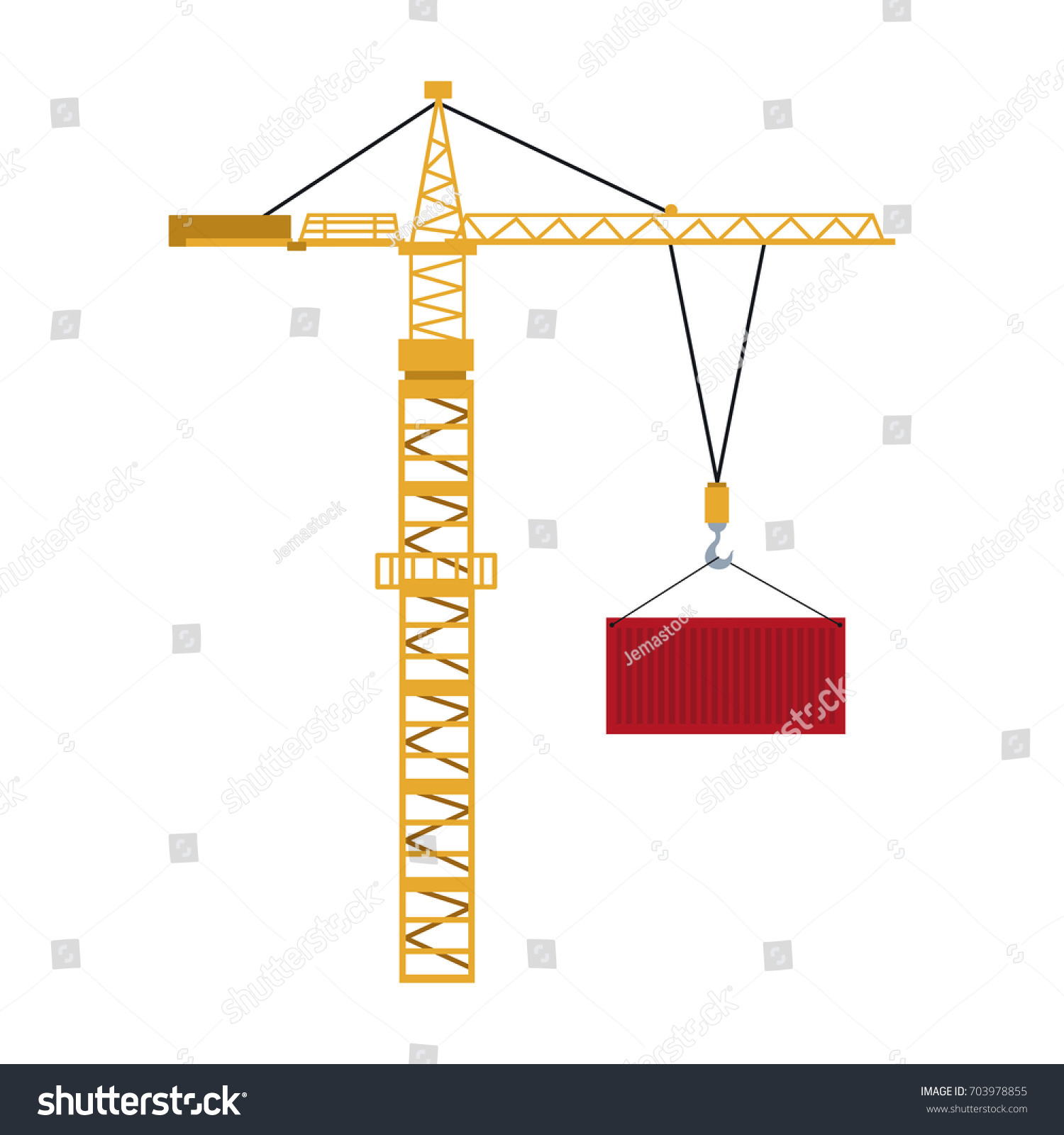 Industrial Crane Loading Container Cargo Terminal Stock Vector (Royalty ...