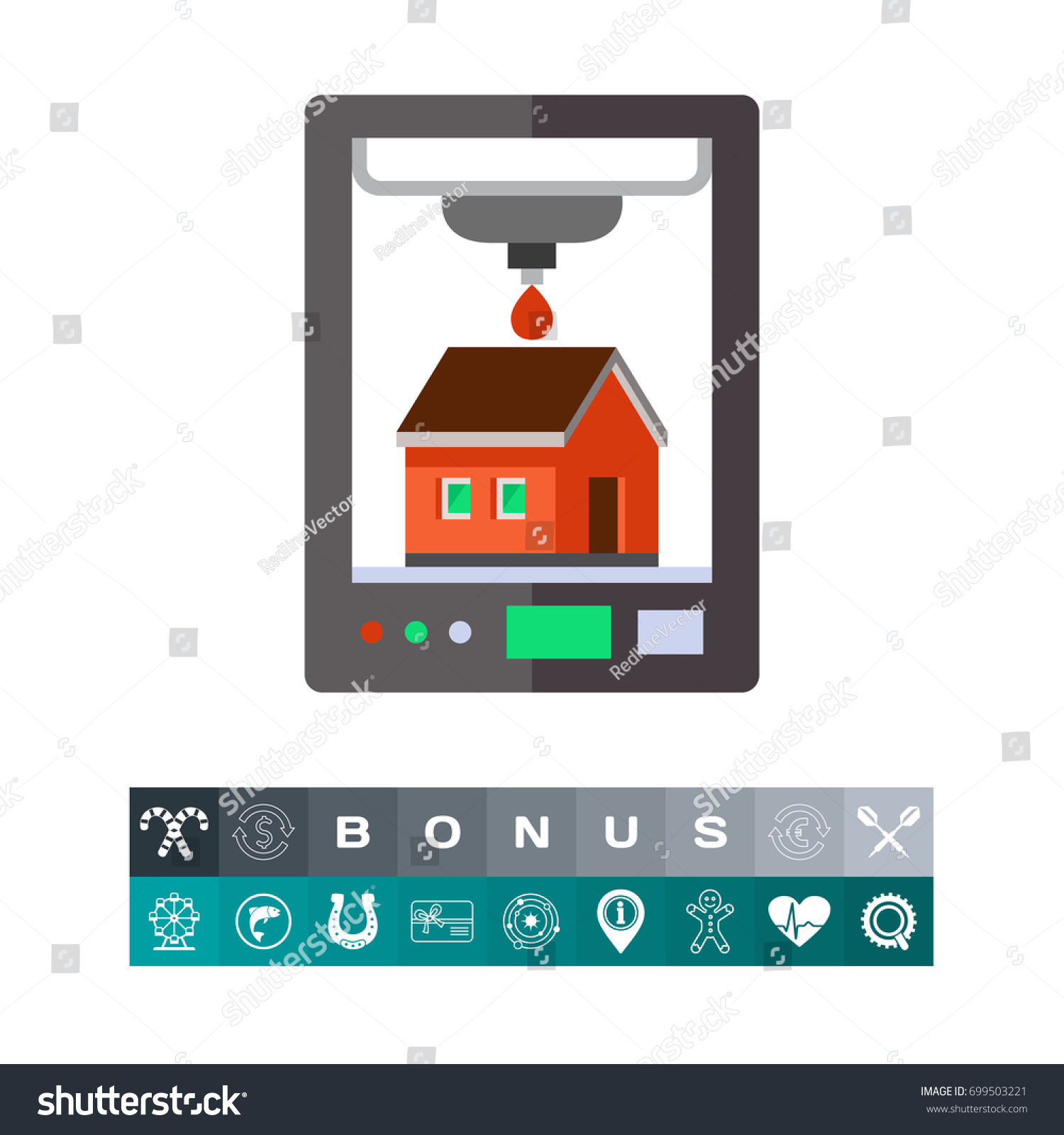 Industrial 3d Printer Modeling House Icon Stock Vector (Royalty Free ...