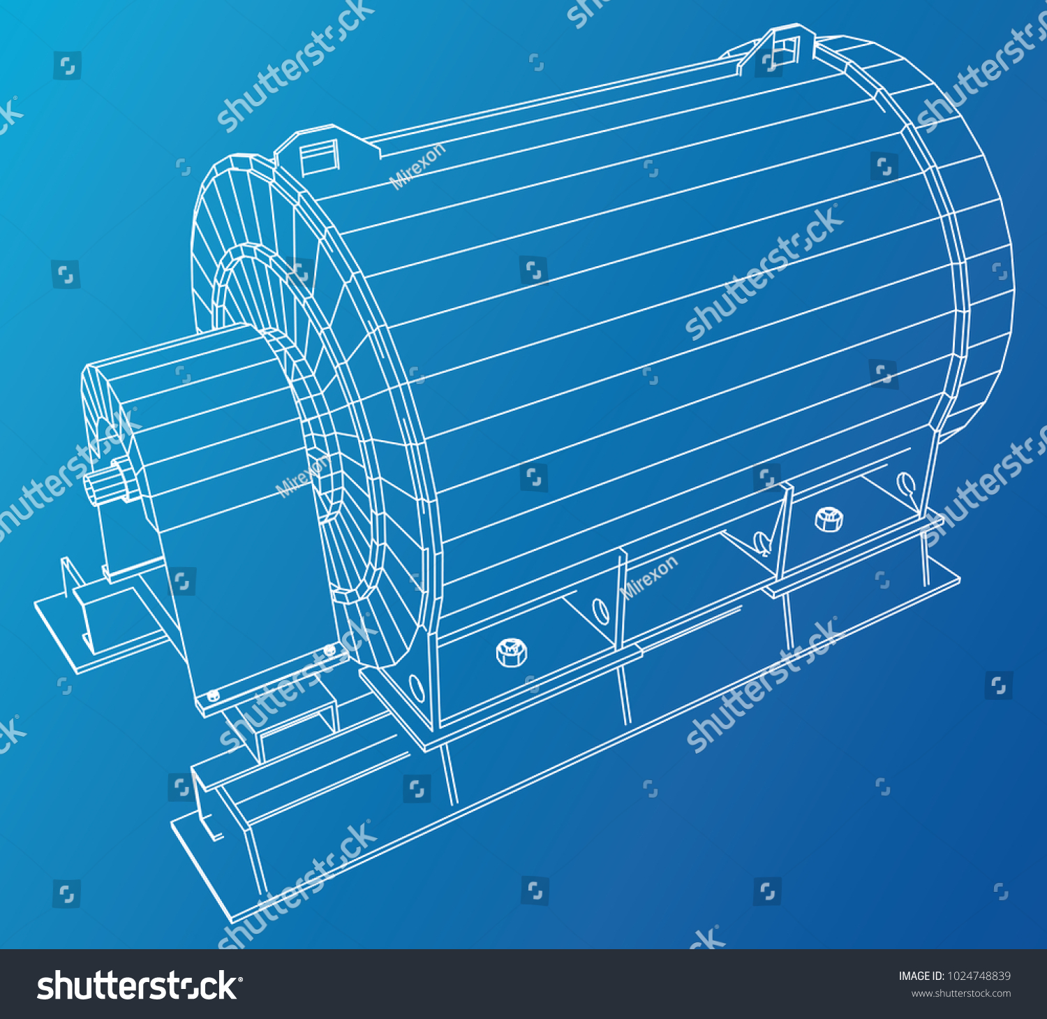Industrial Engine Wireframe Vector Eps10 Format Stock Vector (Royalty ...