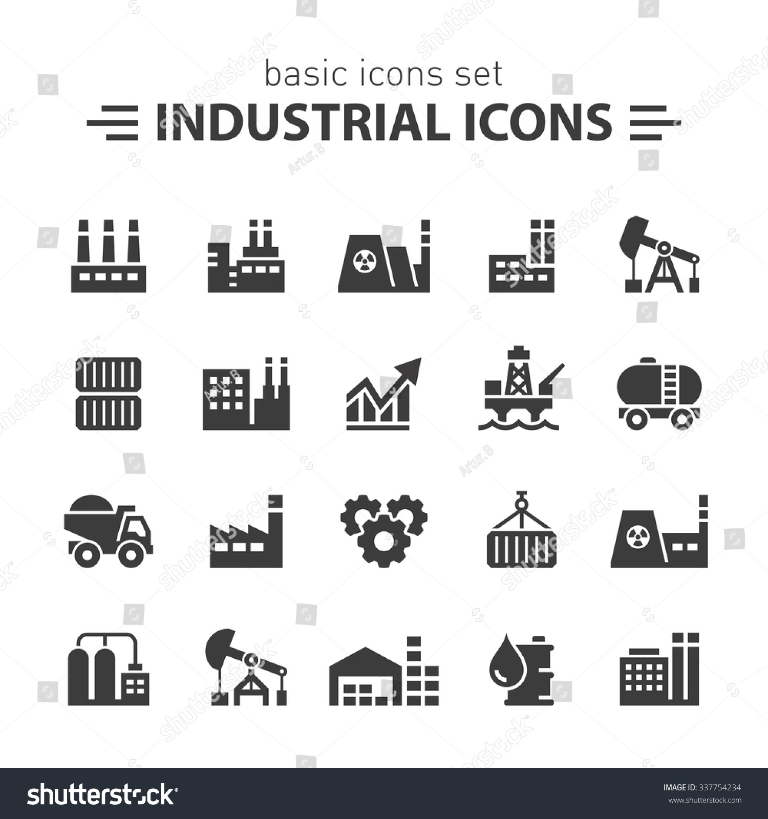 Iconos industriales.: vector de stock (libre de regalías) 337754234 ...