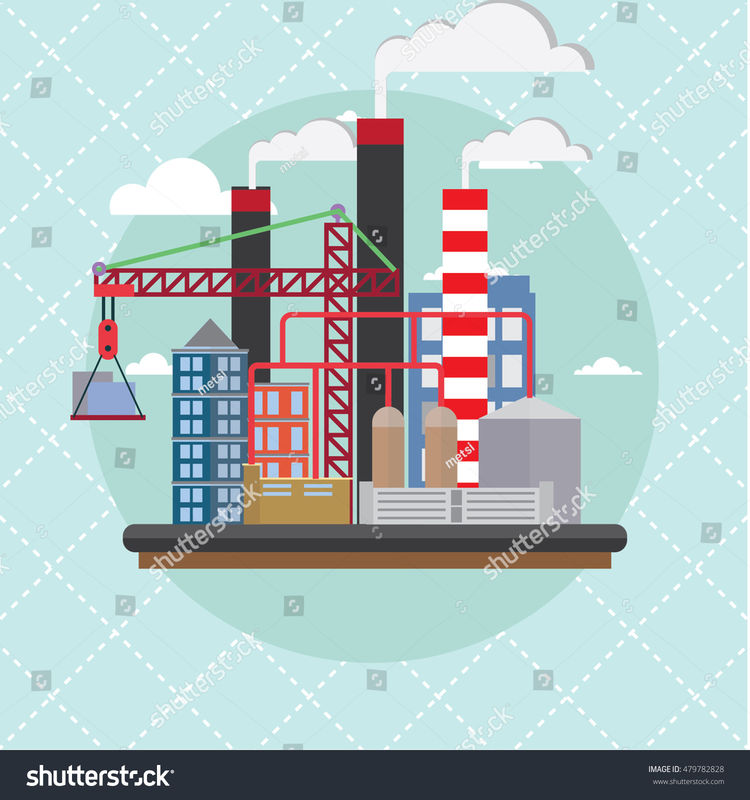 Industrial Landscape Flat Design Vector Stock Vector (Royalty Free ...