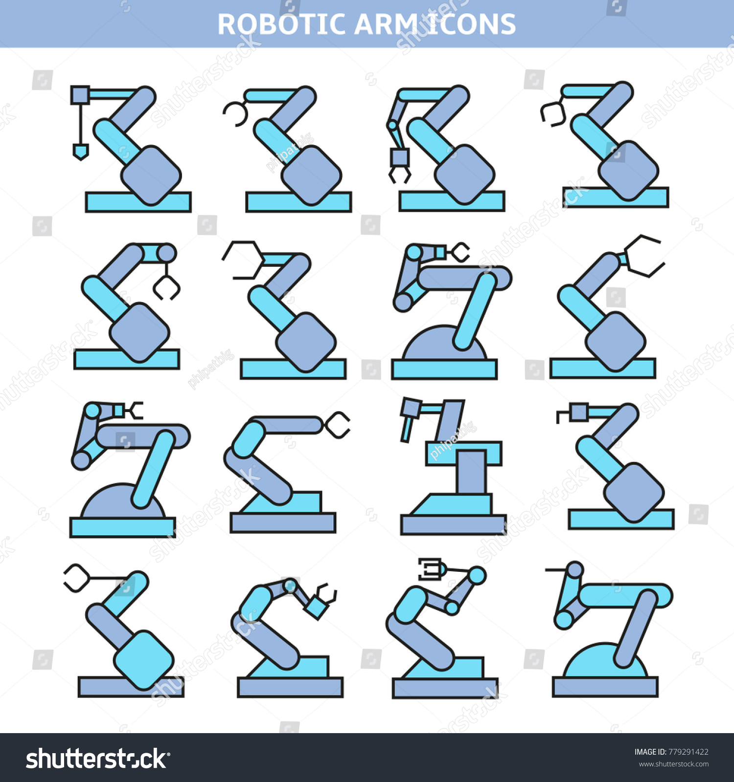 Industrial Robot Icons Stock Vector (Royalty Free) 779291422 | Shutterstock