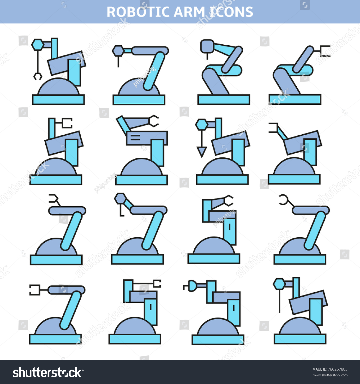 Industrial Robot Icons Stock Vector (Royalty Free) 780267883