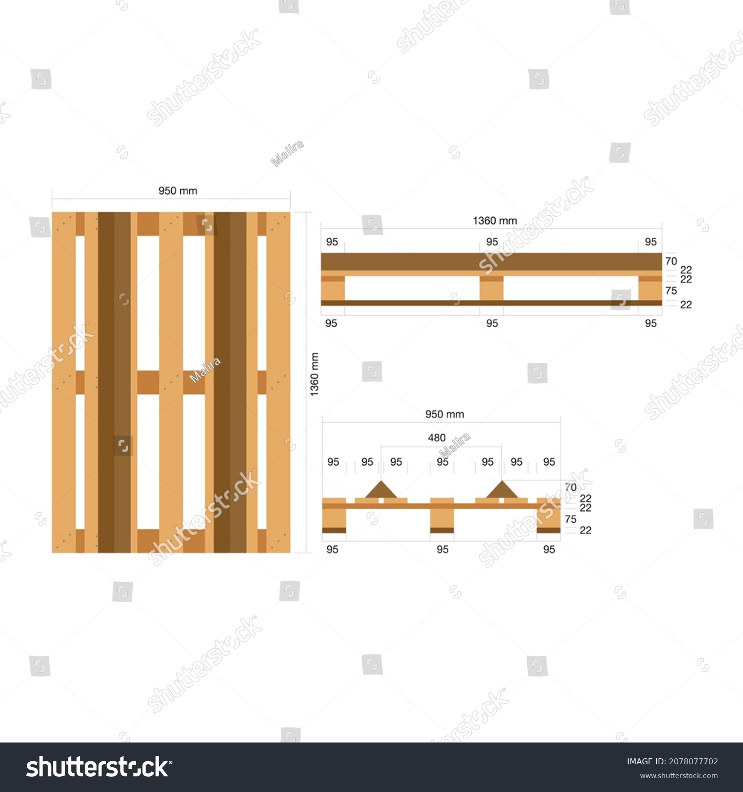 Industrial Vector Pallets 950x1360 Mm White Stock Vector (Royalty Free ...